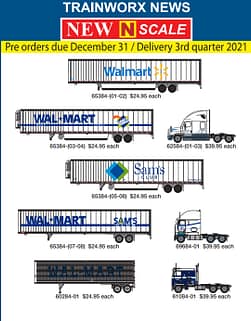 TRAINWORX N SCALE WALMART TRACTOR TRAILERS